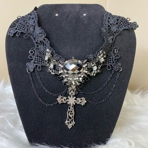 Cache | Jewelry | Cache Lace Crochet Jeweled Cross Necklace | Poshmark